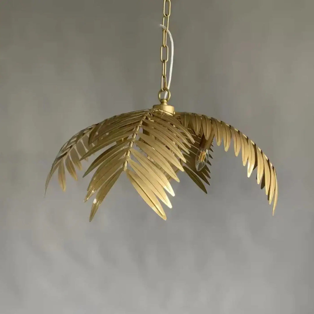 Gold Pendant Light with Natural Tropical Foliage Design – Lustria